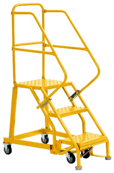 6 Step - Heavy-Duty Steel Warehouse Rolling Ladder