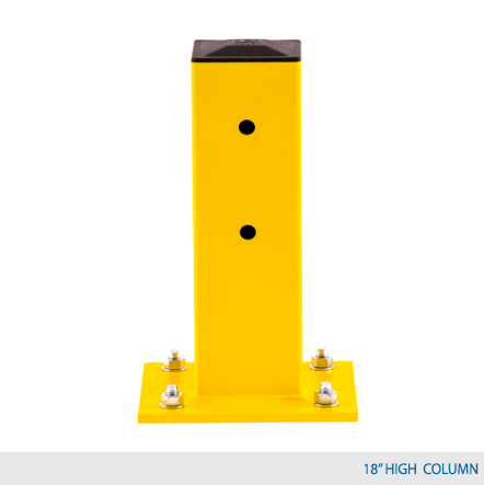 18" H Single Rail Column Post - Offset Base Plate