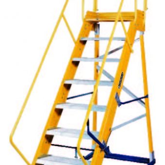 12 Step - Fiberglass Safeguard Mobile Platform Rolling Ladder