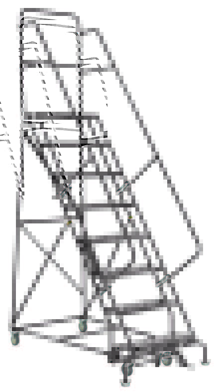 3 Step Steel Warehouse Rolling Ladder - With Handrails | TP